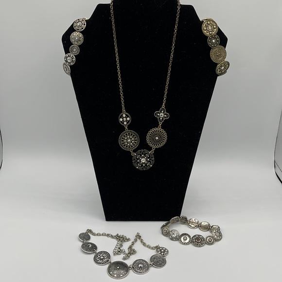 Jewelry | 2 Necklace And Bracelet Sets Gold And Silver Rustic Style ...